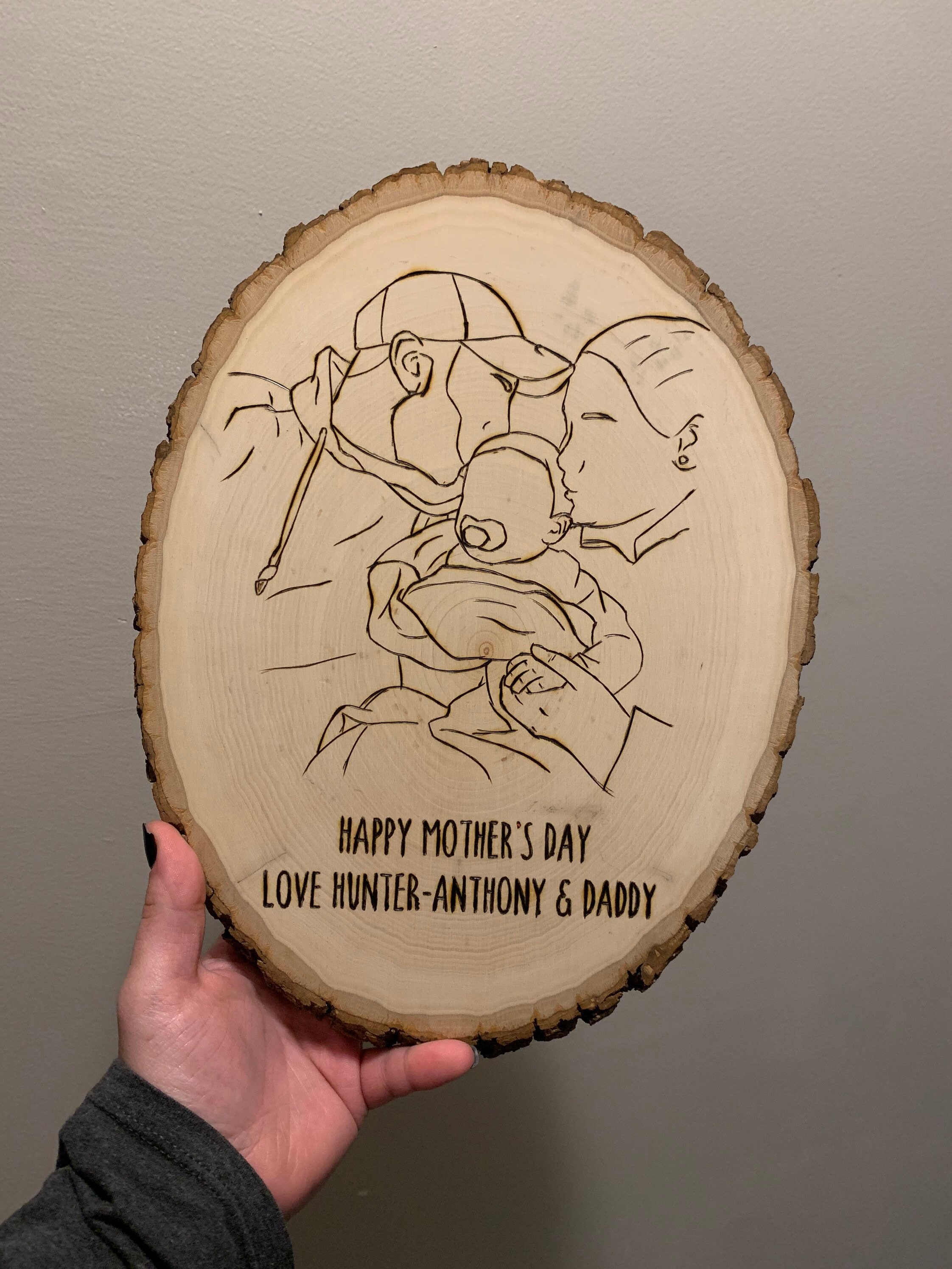 Family Photo/ CUSTOM Wood Burning Family Portrait Line Drawing - Etsy