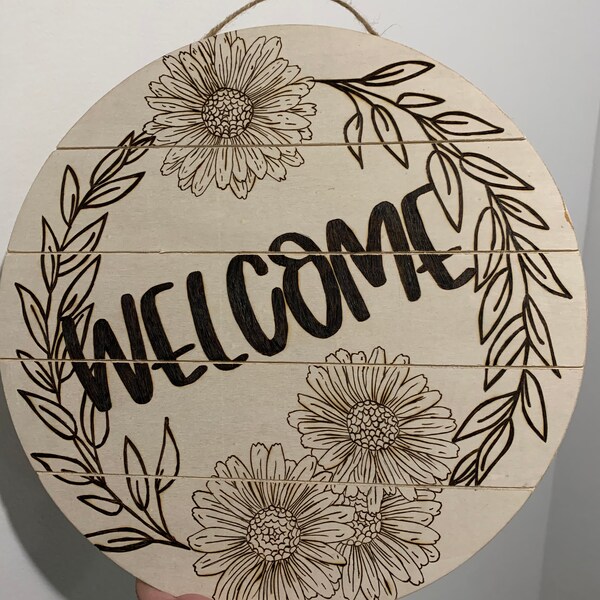 Wood Burned Welcome - Etsy