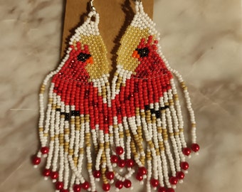 Cardinal Beaded Earrings - Etsy