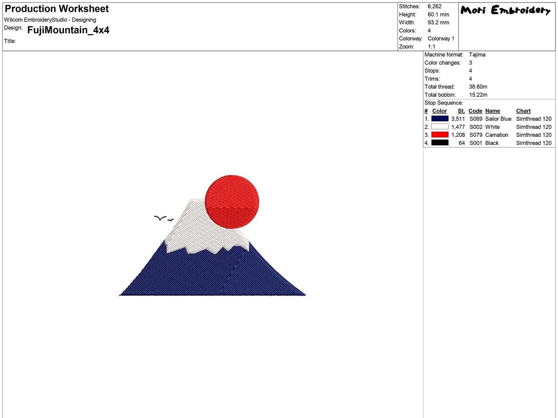 Japan Fuji Mountain Embroidery Design-instant Download - Etsy