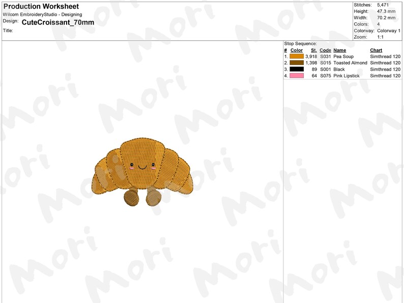 Croissant Embroidery Design-instant Download (3 Sizes Available) - Etsy