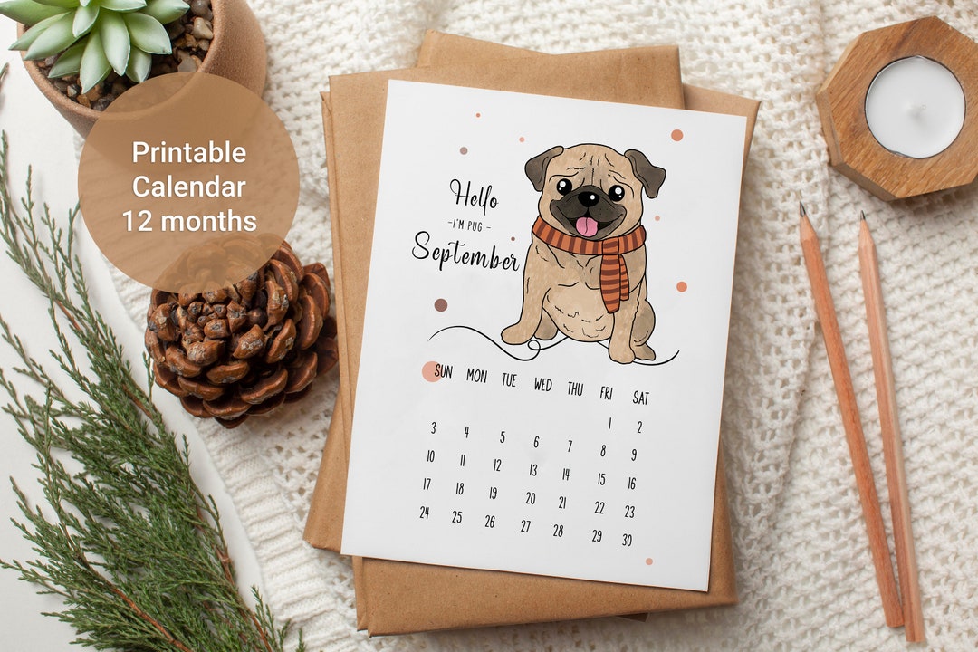 Printable Calendar 2023 Dogs Calendar Calendar Printable - Etsy