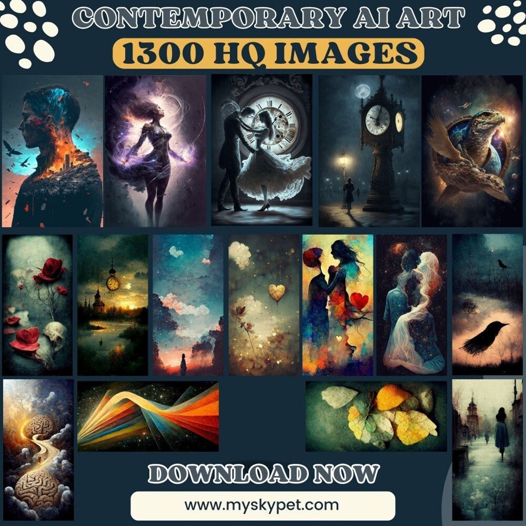 1300 Contemporary AI Art Paintings Bundle Set Love, Dreams, Life, Menaing, Universe, Hope ...