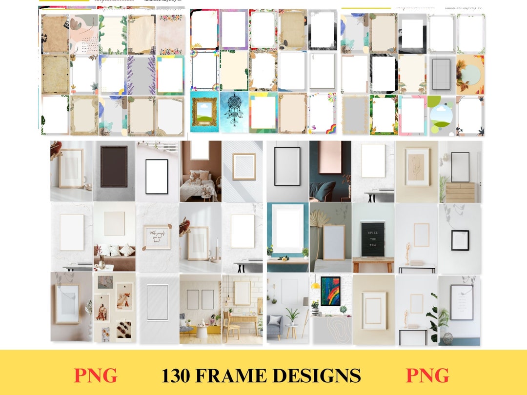 130 Wall Art Frames Set, Frame Borders Art, Transparent Background ...