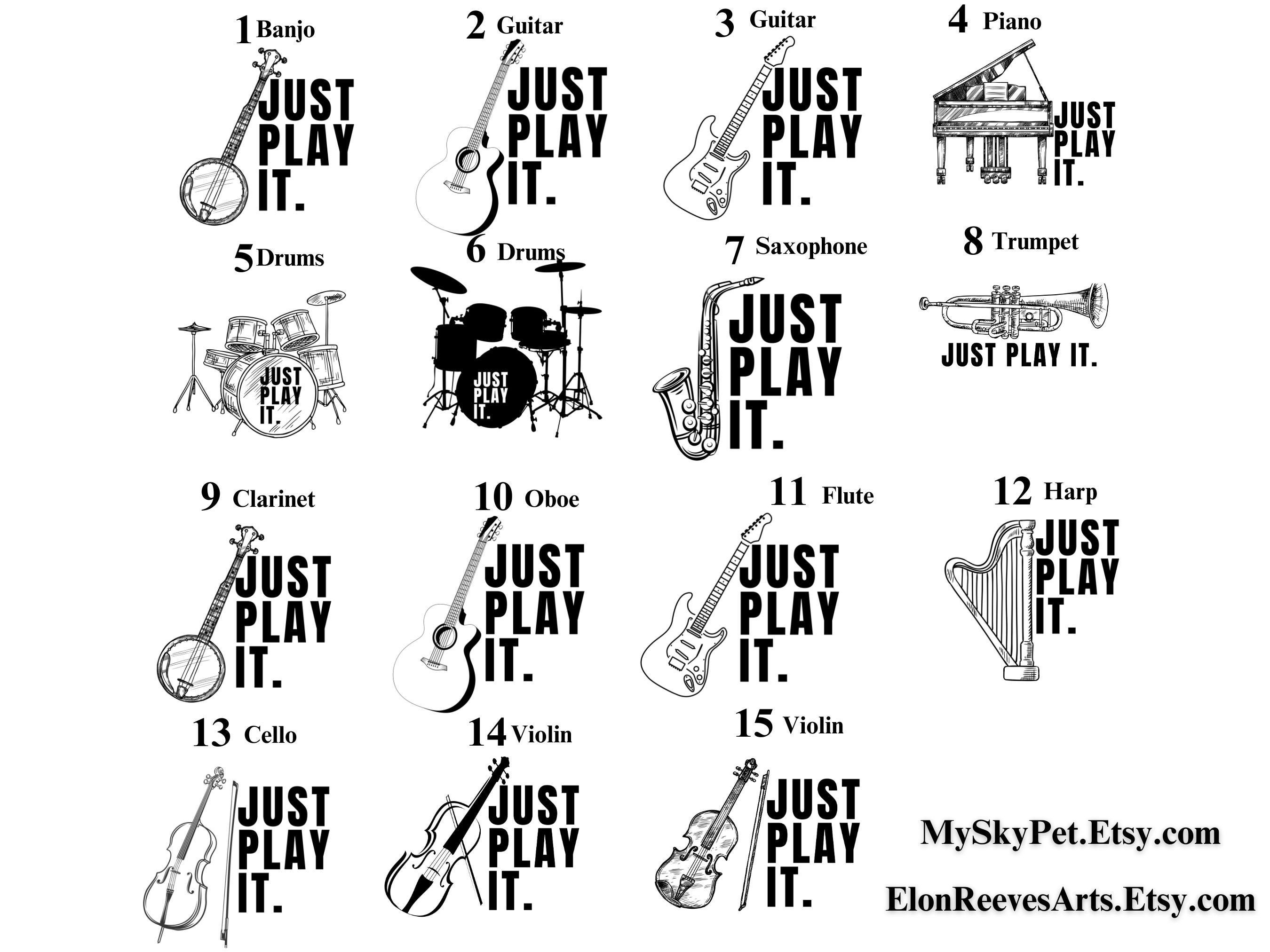 Musical Instruments, Music Prints, SVG Instant Download, PNG Printable ...