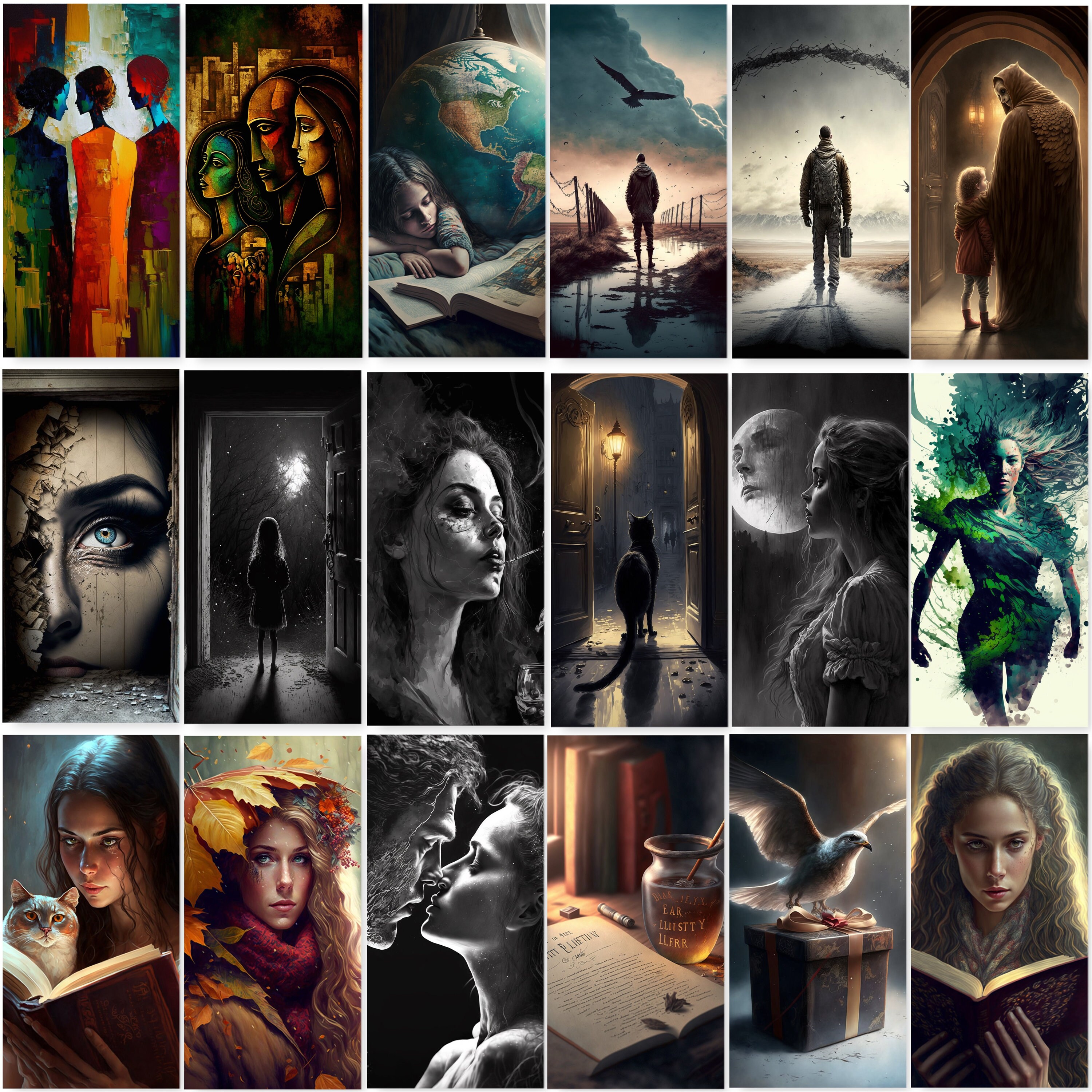 1300 Contemporary AI Art Paintings Bundle Set Love, Dreams, Life, Menaing, Universe, Hope ...