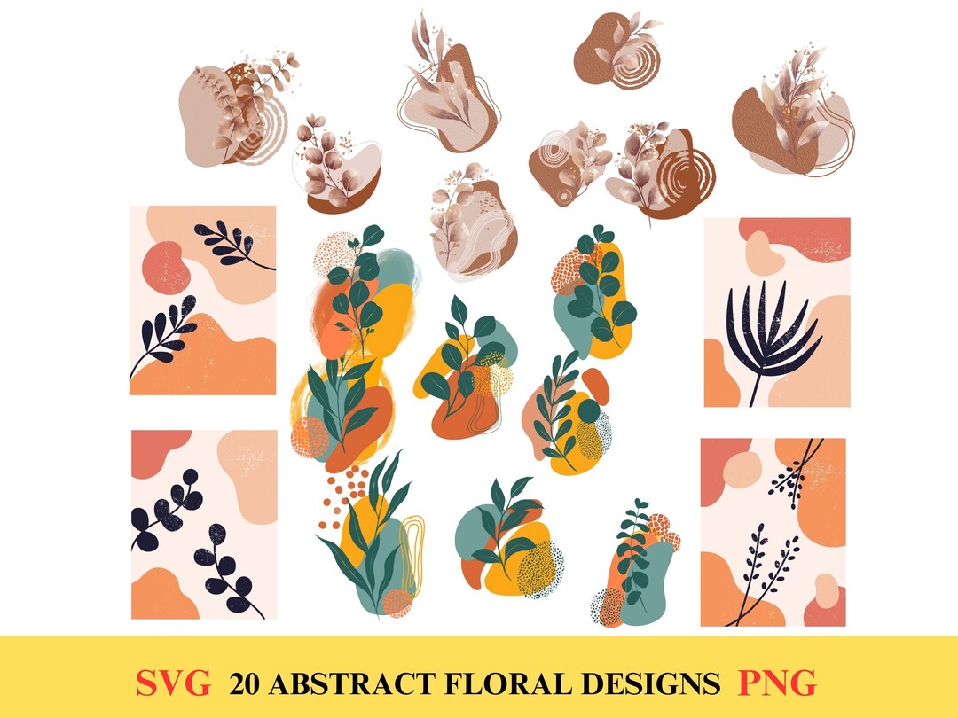 Abstract Floral SVG & Minimalist Botanical Wall Art | 20 Floral SVG PNG ...