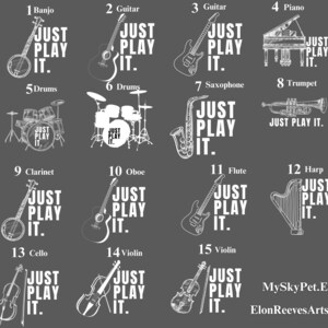 Musical Instruments, Music Prints, SVG Instant Download, PNG Printable ...