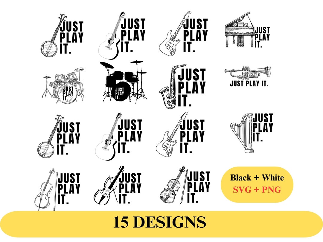 Musical Instruments, Music Prints, SVG Instant Download, PNG Printable ...