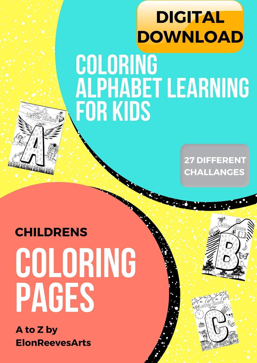 Children’s Alphabet Coloring Pages | Digital Coloring Book for Kids ...