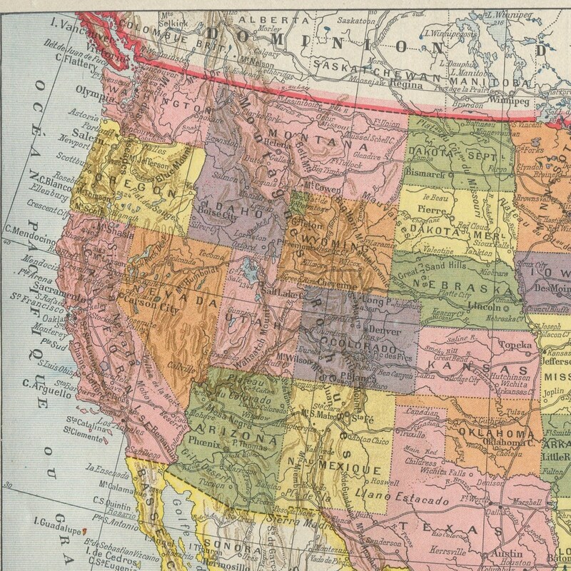 Vintage Usa Map - Etsy