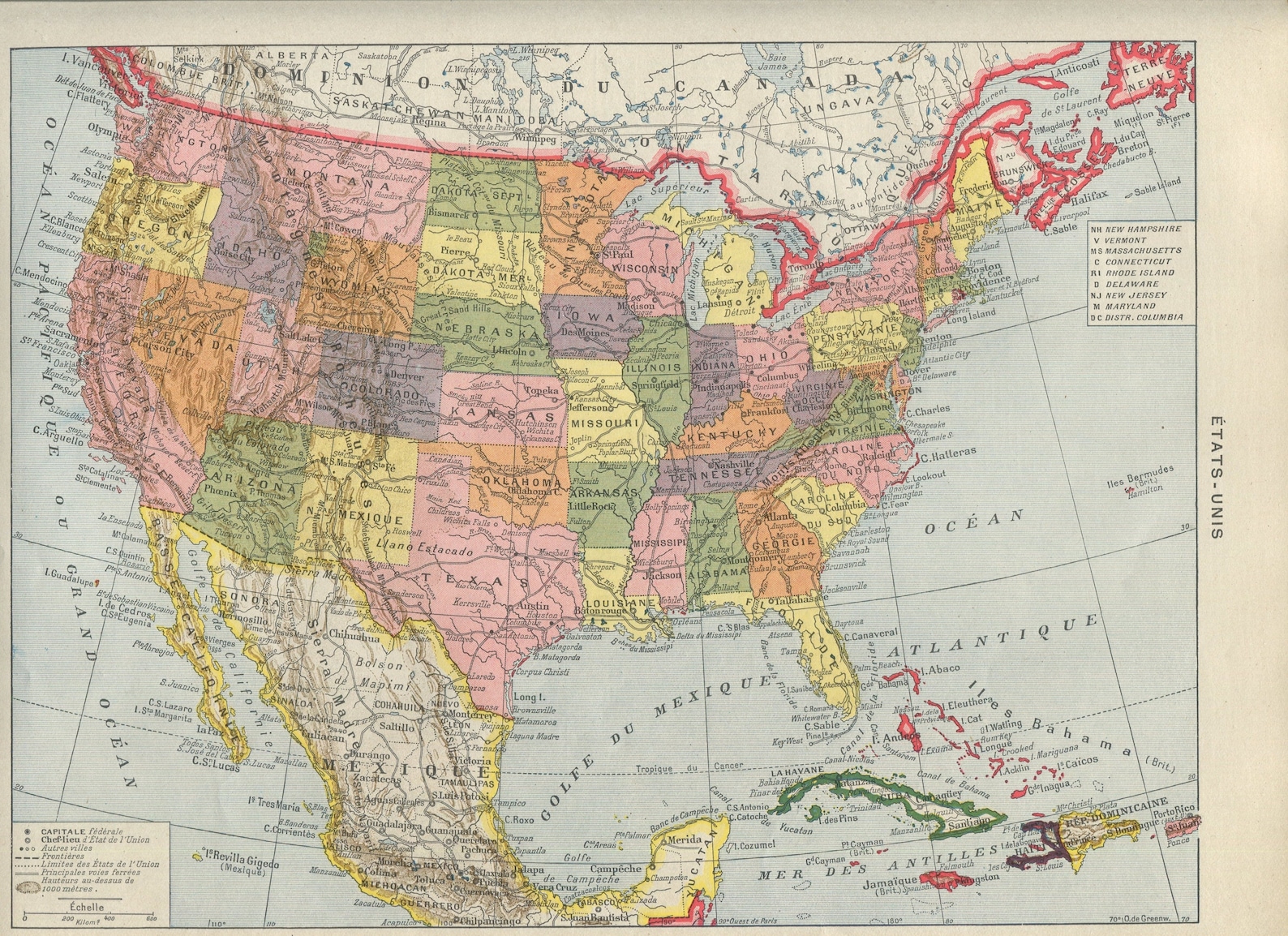 Vintage USA Map From 1931. Original Lithograph United States of America ...