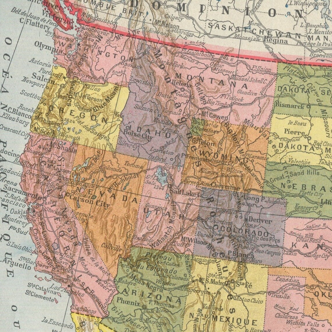 Vintage USA Map From 1931. Original Lithograph United States of America ...