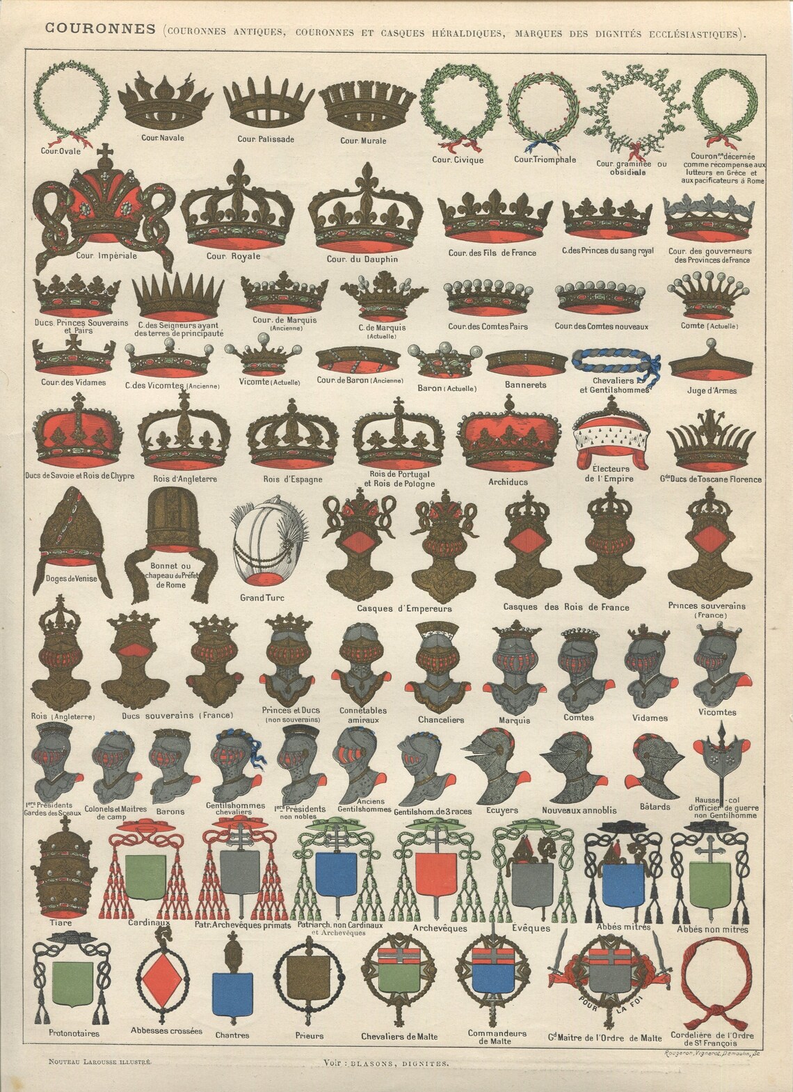 Vintage Crowns COURONNES Print. 1897 Original French Larousse - Etsy