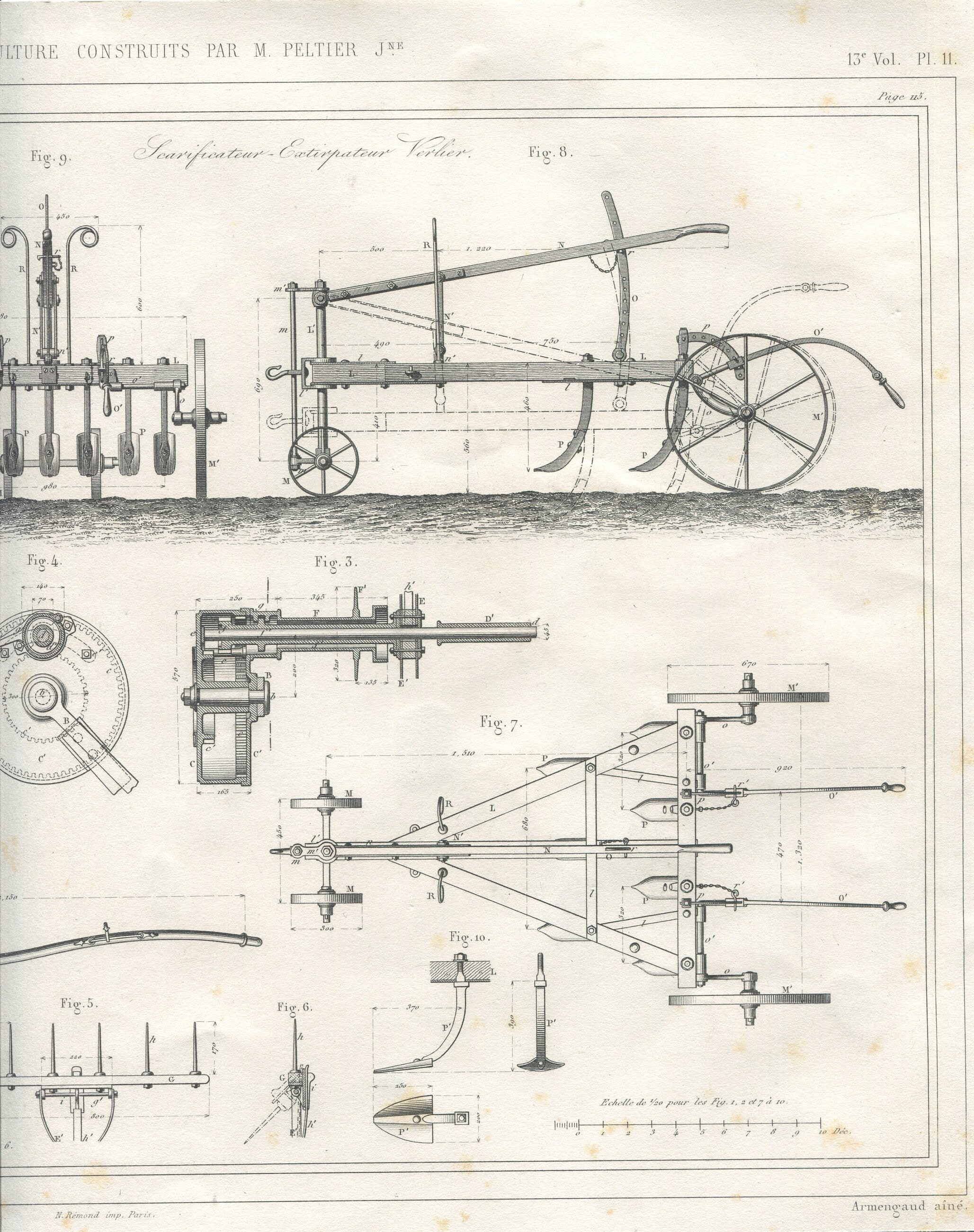1861 Antique Agricultural Print Engraving. Agriculture Machinery ...