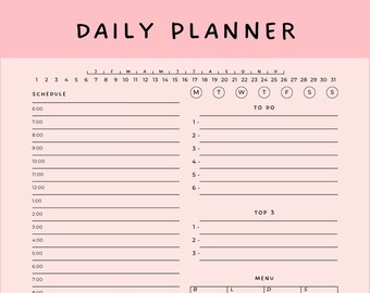 Fun and Pink Daily Planner Digital/printable Download - Etsy