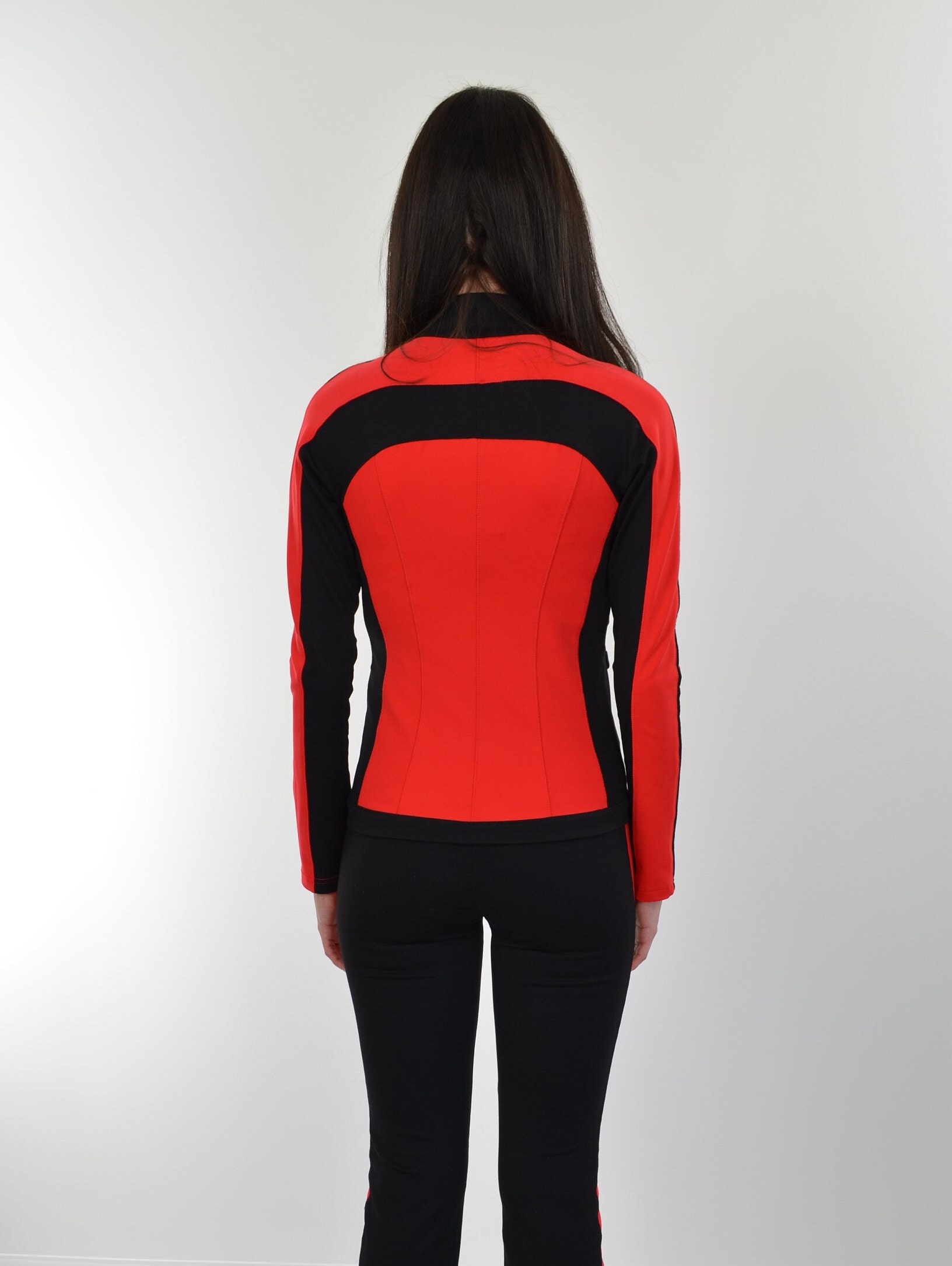 Active 2 PC Color Block Warm up Suits With Piping Detail (red/black ...