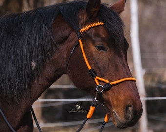 Heavy Duty Custom BITLESS BRIDLE Sibugranada sidepull, Hackamore, Rope Bridle CLASSIC White ...