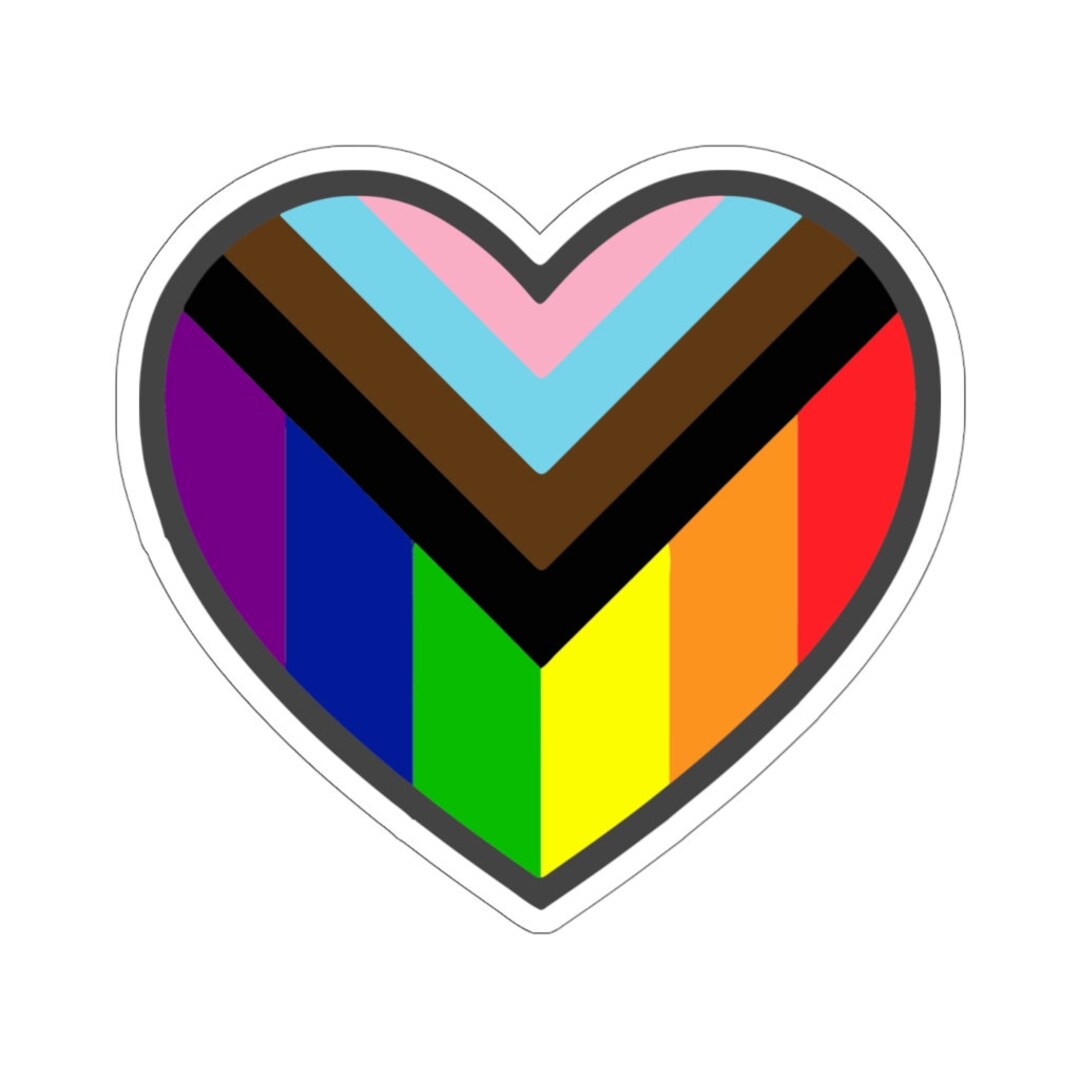 Progress Pride Flag Heart Sticker - Etsy