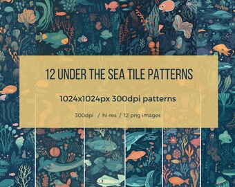 Calm Mood Under the Sea Design Vintage Digital Paper L Printable Ocean ...