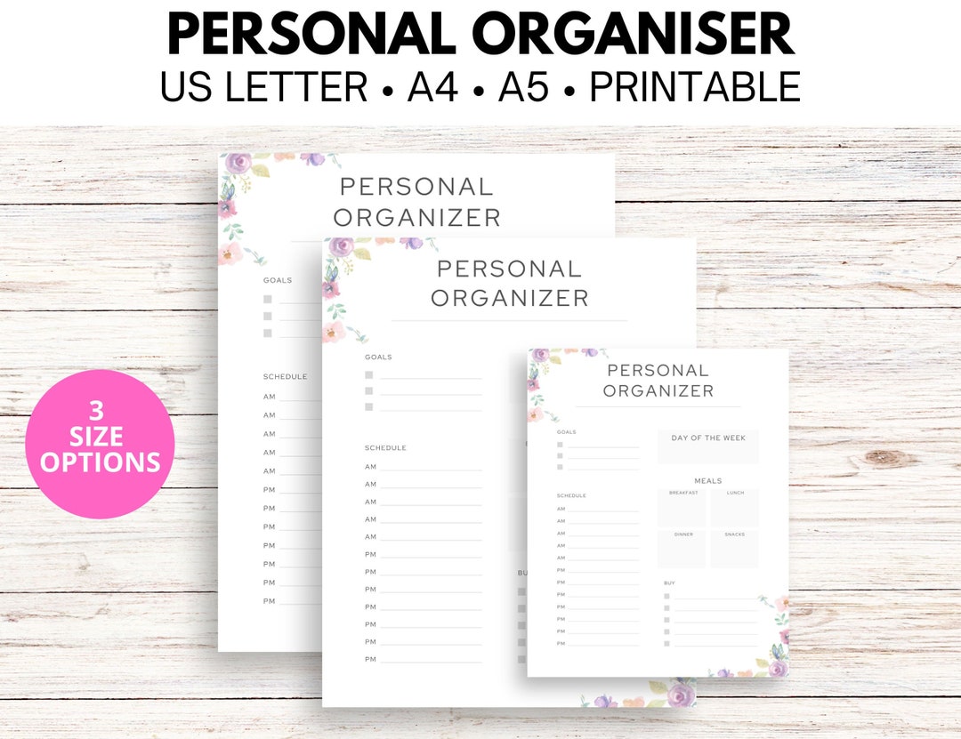 Daily Personal Organiser Printable Pastel Flowers US - Etsy