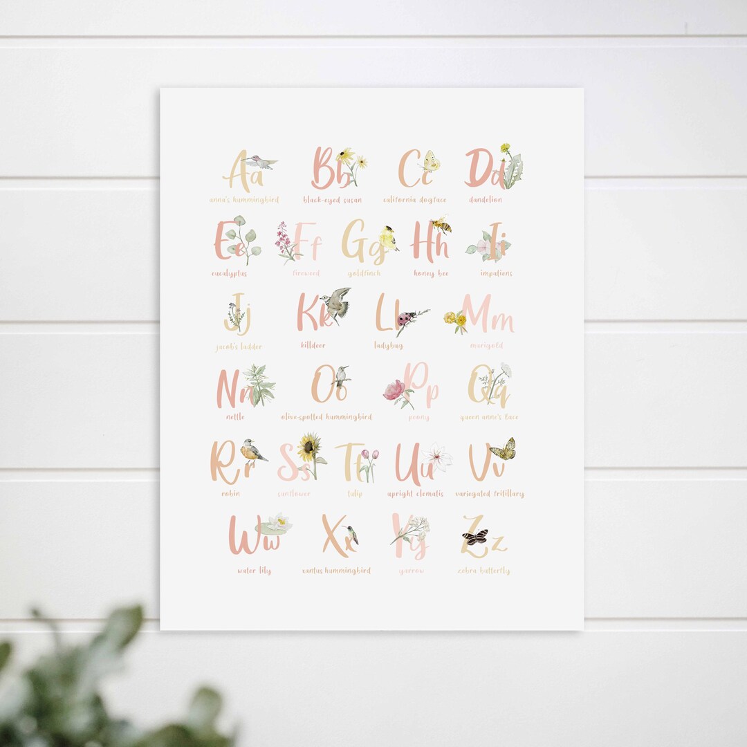 Garden Alphabet Poster Print, 16x20 Watercolor Art, Homeschool Room ...