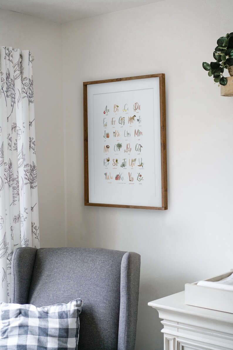 Farm Alphabet Poster Print, 16x20 Watercolor Art, Neutral Country ...