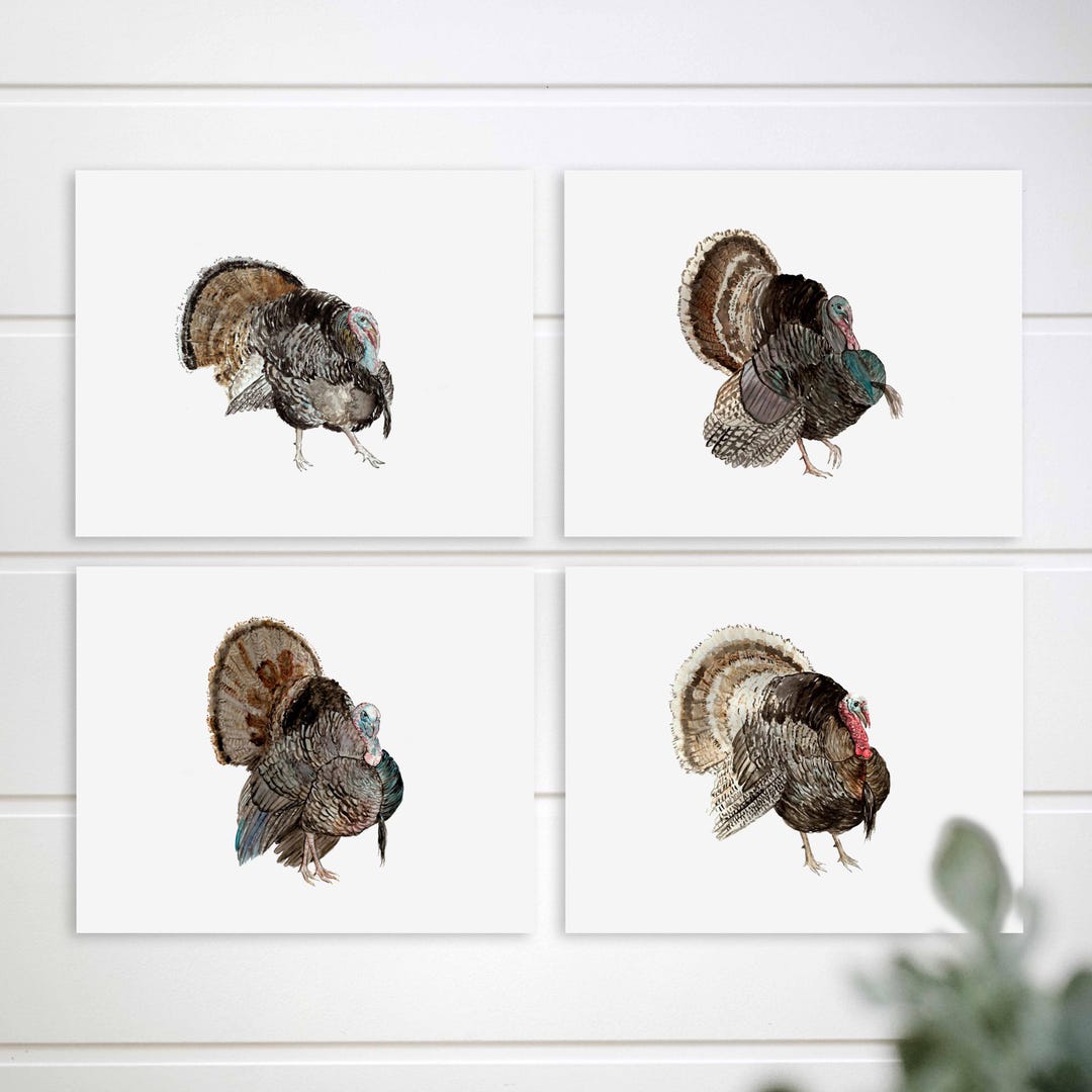 Wild Turkey Prints, 8x10 Watercolor Art, Thanksgiving Prints, Hunting ...