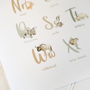Safari Alphabet Poster Print, 16x20 Watercolor Art, Neutral Jungle ...