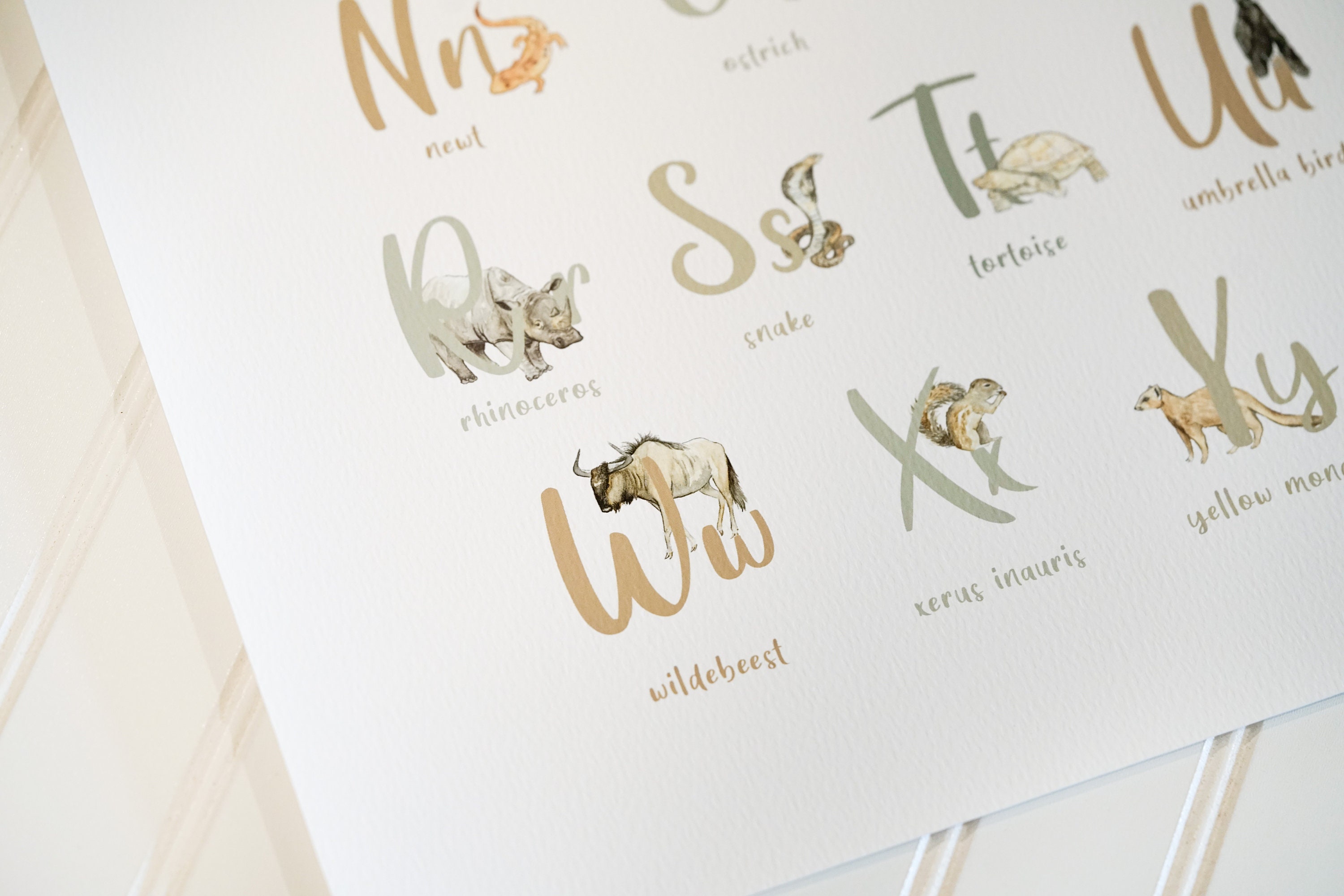 Safari Alphabet Poster Print, 16x20 Watercolor Art, Neutral Jungle ...