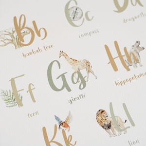 Safari Alphabet Poster Print, 16x20 Watercolor Art, Neutral Jungle ...