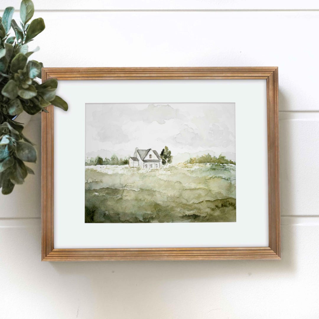 Farmhouse Landscape Print, 8x10 or 11x14 or 16x20 Watercolor Art ...