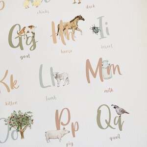Farm Alphabet Poster Print, 16x20 Watercolor Art, Neutral Country ...
