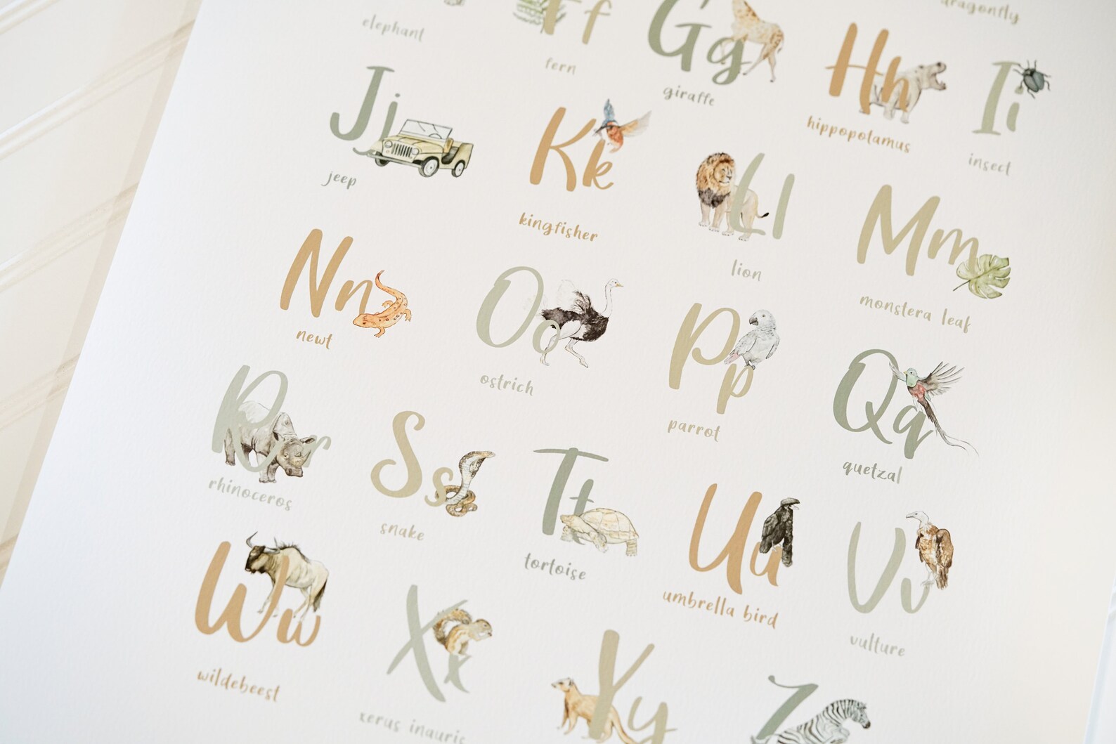 Safari Alphabet Poster Print, 16x20 Watercolor Art, Neutral Jungle ...