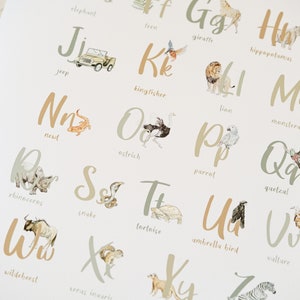 Safari Alphabet Poster Print, 16x20 Watercolor Art, Neutral Jungle ...