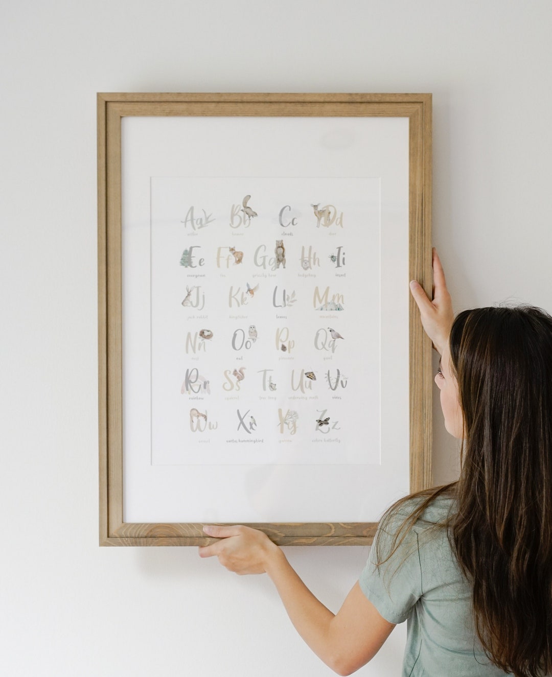 Woodland Alphabet Poster Print, 16x20 Watercolor Art, Homeschool Room ...