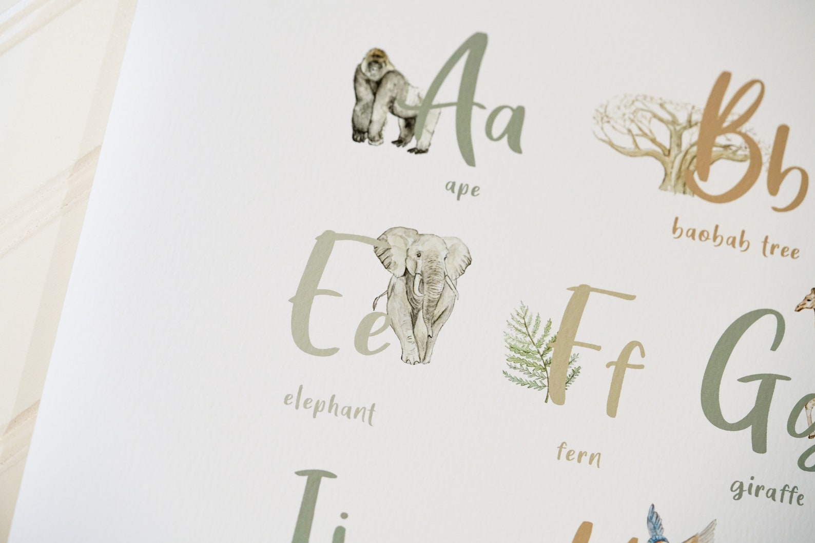 Safari Alphabet Poster Print, 16x20 Watercolor Art, Neutral Jungle ...