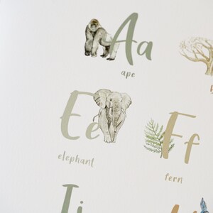 Safari Alphabet Poster Print, 16x20 Watercolor Art, Neutral Jungle ...