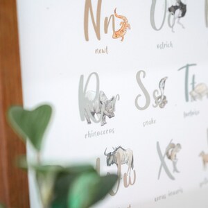 Safari Alphabet Poster Print, 16x20 Watercolor Art, Neutral Jungle ...