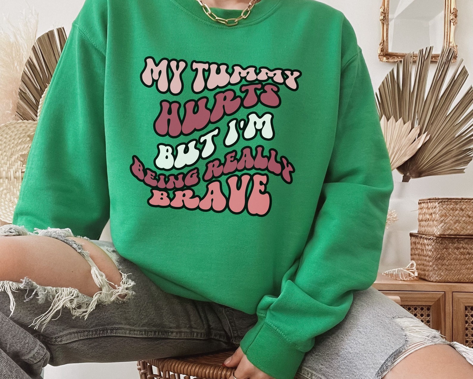 Stomach Pain Sweatshirt, Cute Anxiety Top, Chronic Illness Gifts, Crohn ...