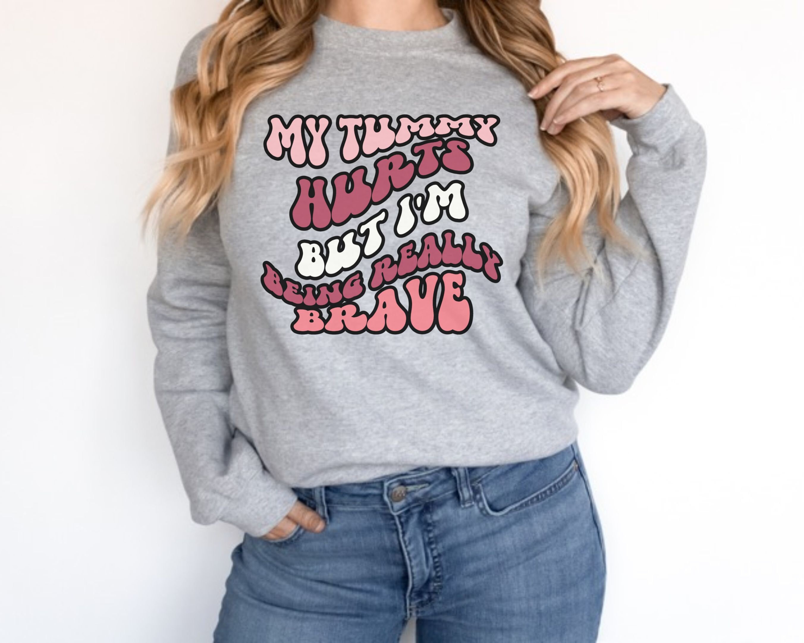 Stomach Pain Sweatshirt, Cute Anxiety Top, Chronic Illness Gifts, Crohn ...