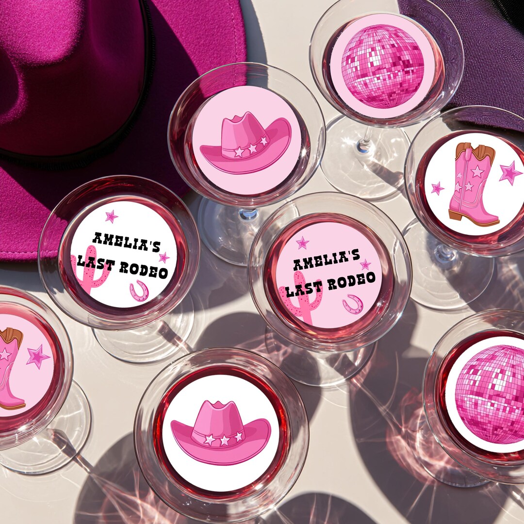 Personalised Last Rodeo Drink Toppers Hen Do Party Cow Girl Boot Edible ...