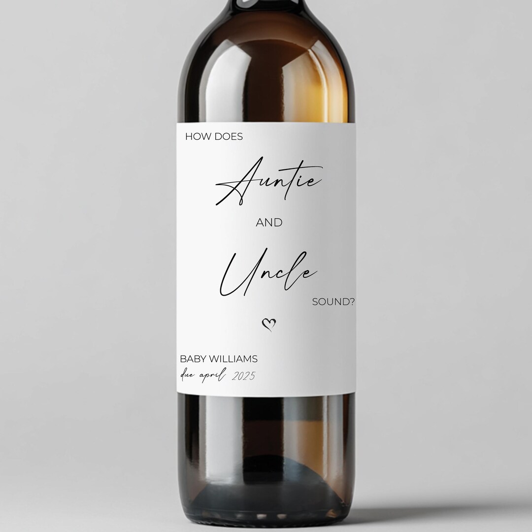 How Does Auntie and Uncle Sound Wine Label, Personalised Pregnancy ...