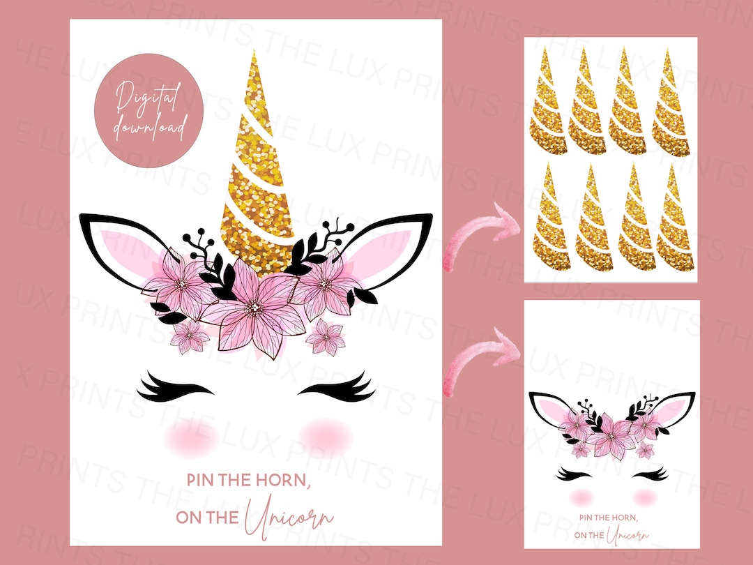 DIGITAL Pin the Horn on the Unicorn Birthday Party Game Printable at ...