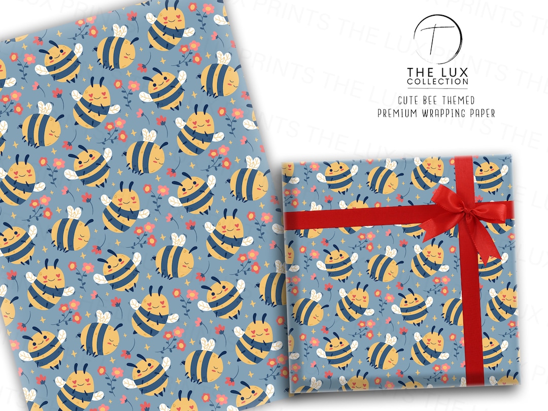 Cute Bee Happy Gift Wrapping Paper Birthday Celebration Luxury Present ...