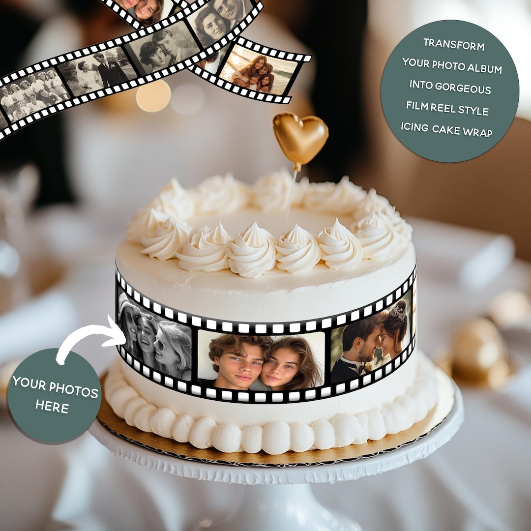 Personalised Edible Film Reel Icing Cake Wrap| Custom Photograph/images ...