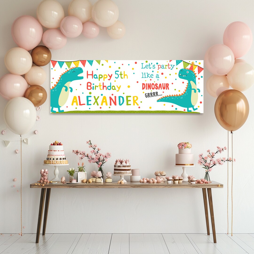 Personalised Dinosaur Banner Wall Poster Sign Birthday Party Animal ...