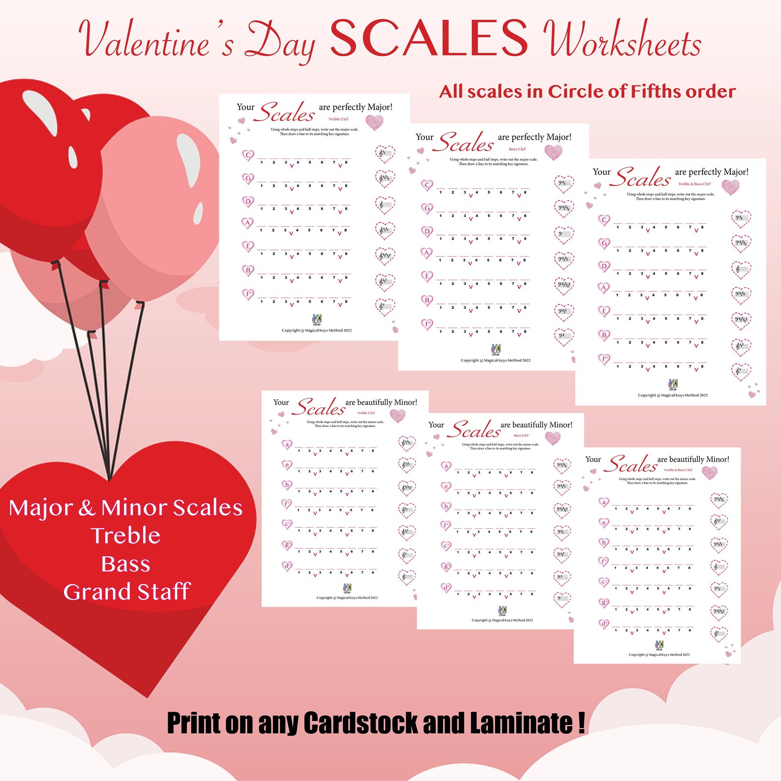 Valentine's Scales Worksheets - Music Theory - Music Education - Etsy