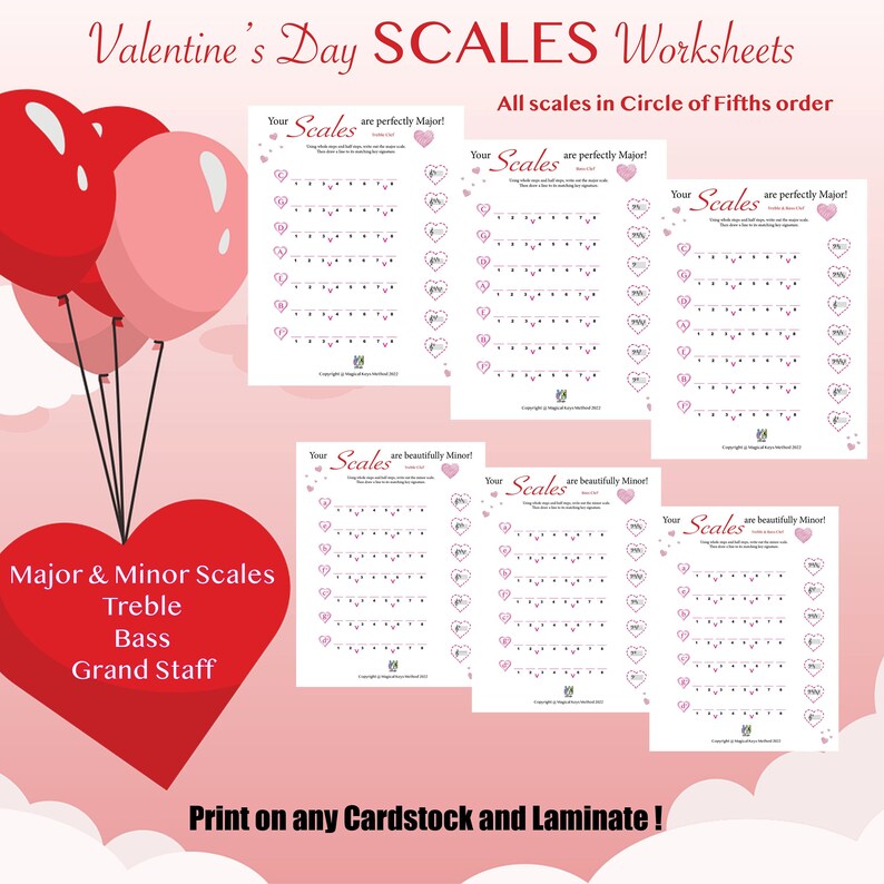 Valentine's Scales Worksheets - Music Theory - Music Education - Etsy