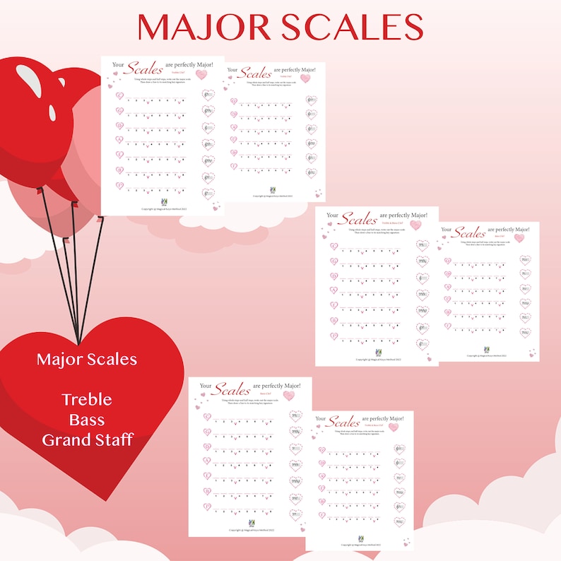 Valentine's Scales Worksheets - Music Theory - Music Education - Etsy